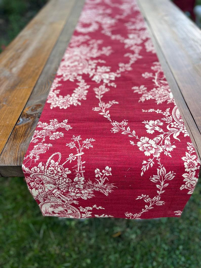 Red Table Runner Toile Table Runner French Country Table - Etsy