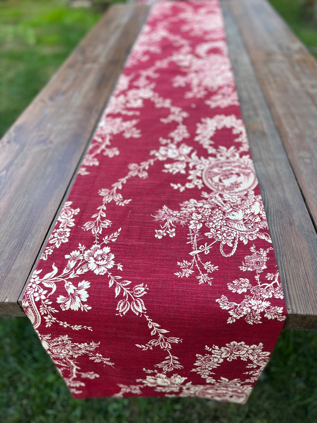 Red Table Runner | Toile Table Runner | French Country Table Runner ...