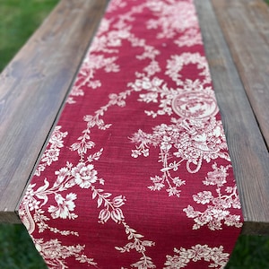 Red Table Runner | Toile Table Runner | French Country Table Runner ...