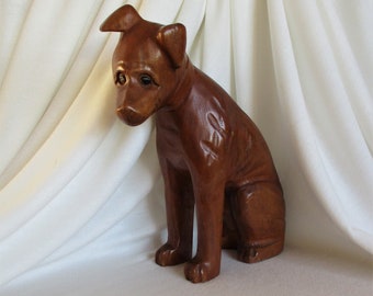 Wood Carved Dog - Etsy