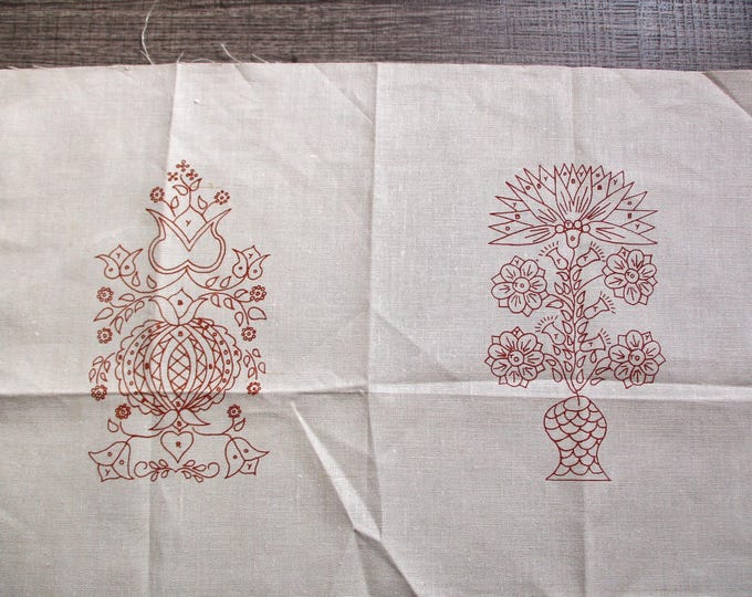 Williamsburg Crewel Embroidery Linen Stamped Linen Floral Crewel Double ...