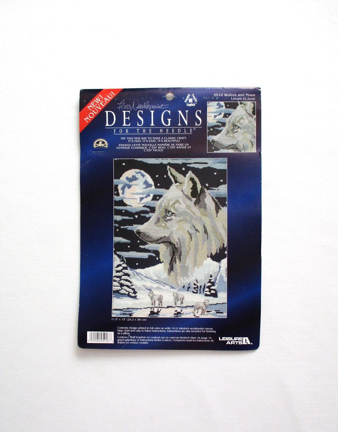 Wolf Needlepoint Canvas Wolves and Moon Needlepoint Floss Needlepoint ...