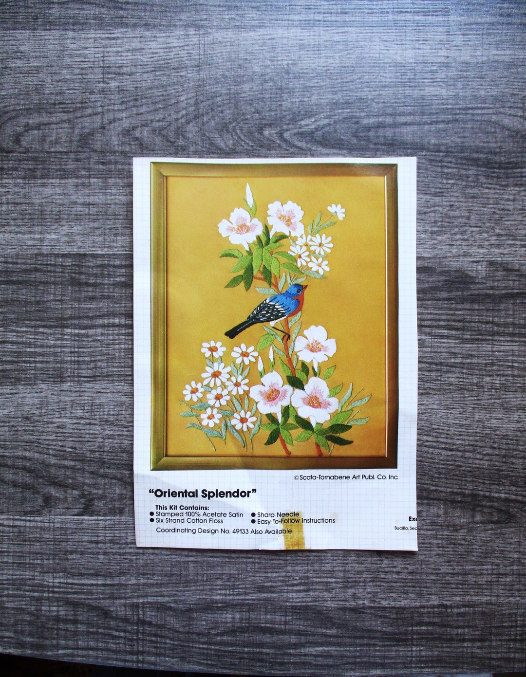 Vintage Embroidery Kit Bird & Floral Embroidery Kit Bucilla Oriental ...