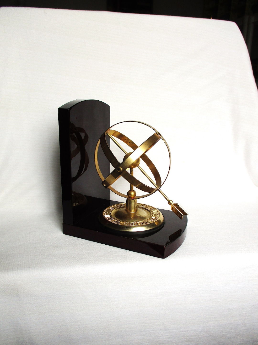 Armillary Sphere Bookend Vintage Gold Metal Sundial Atlas Bookend on ...