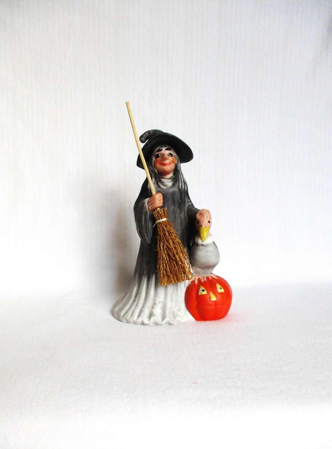 Witch Figurine Vintage Halloween Ceramic Witch & Pumpkin - Etsy