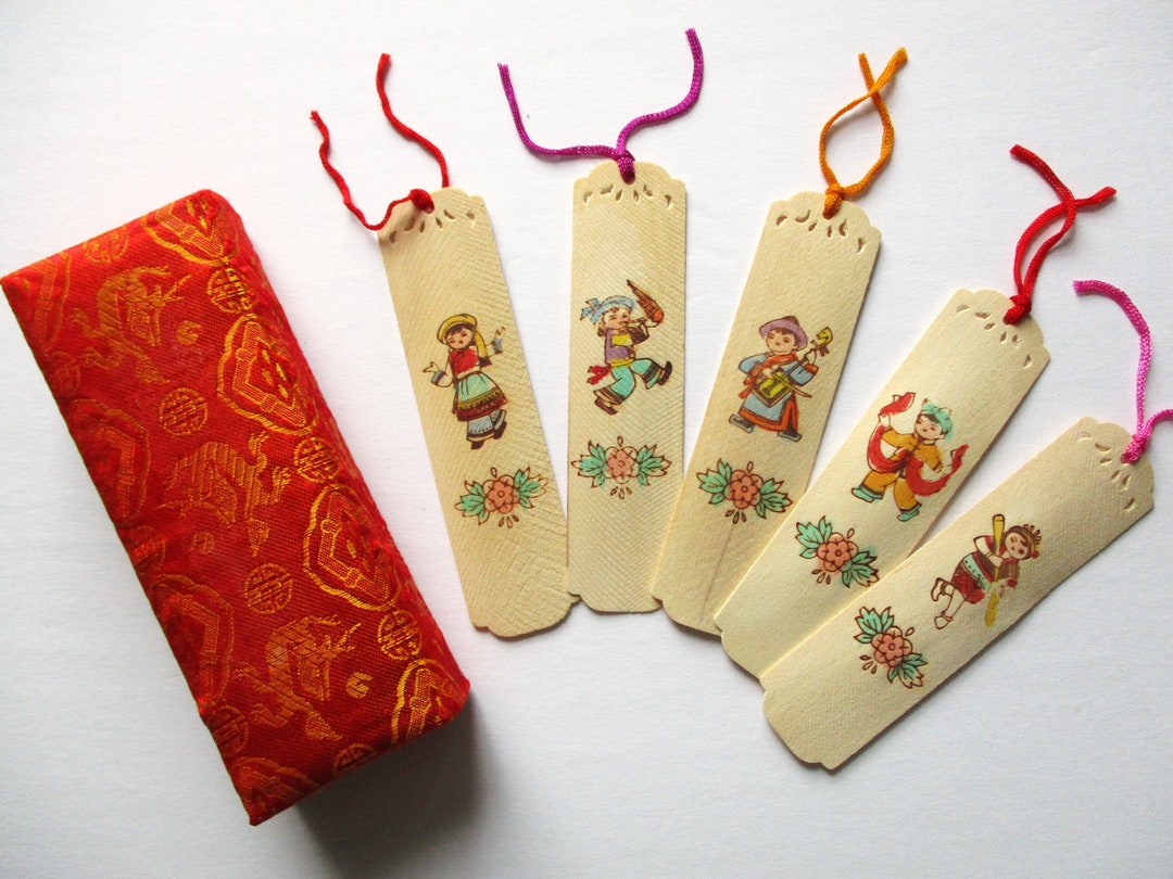 Vintage Chinese Bookmarks Thin Wood Asian Bookmark Set in - Etsy