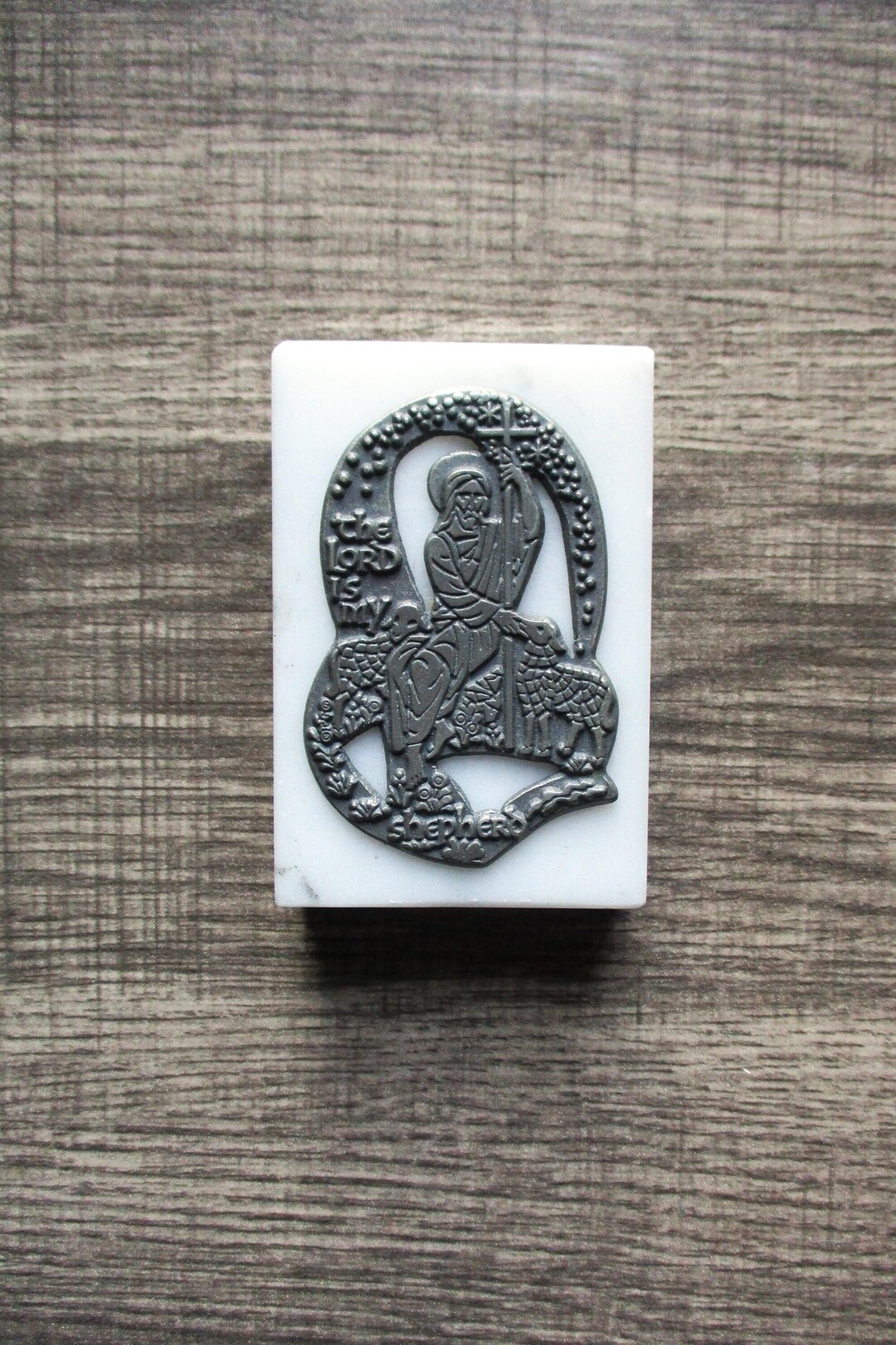 Italian Marble Paperweight With Pewter Jesus the Lord is My Shepherd ...