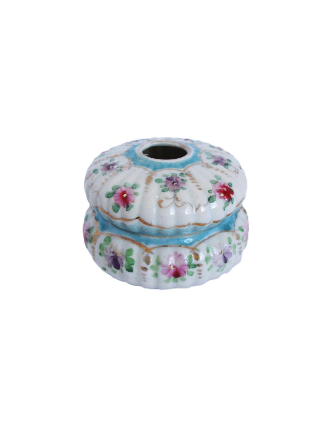 Victorian Hair Receiver Porcelain Floral Vintage Vanity Jar - Etsy