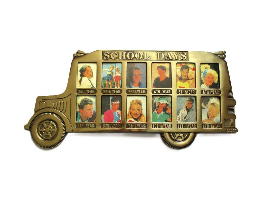 Solid Brass School Bus Frame Vintage School Days Collage Frame Bus ...