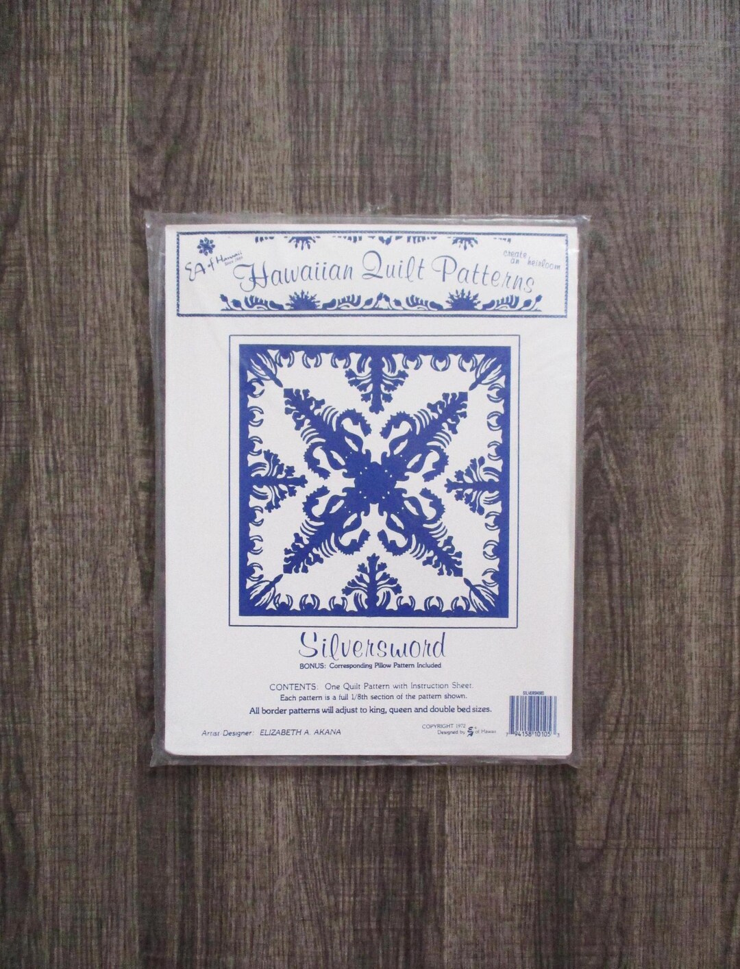 EA of Hawaii Quilt Pattern 1972 Hawaiian Quilt Patterns Vintage ...