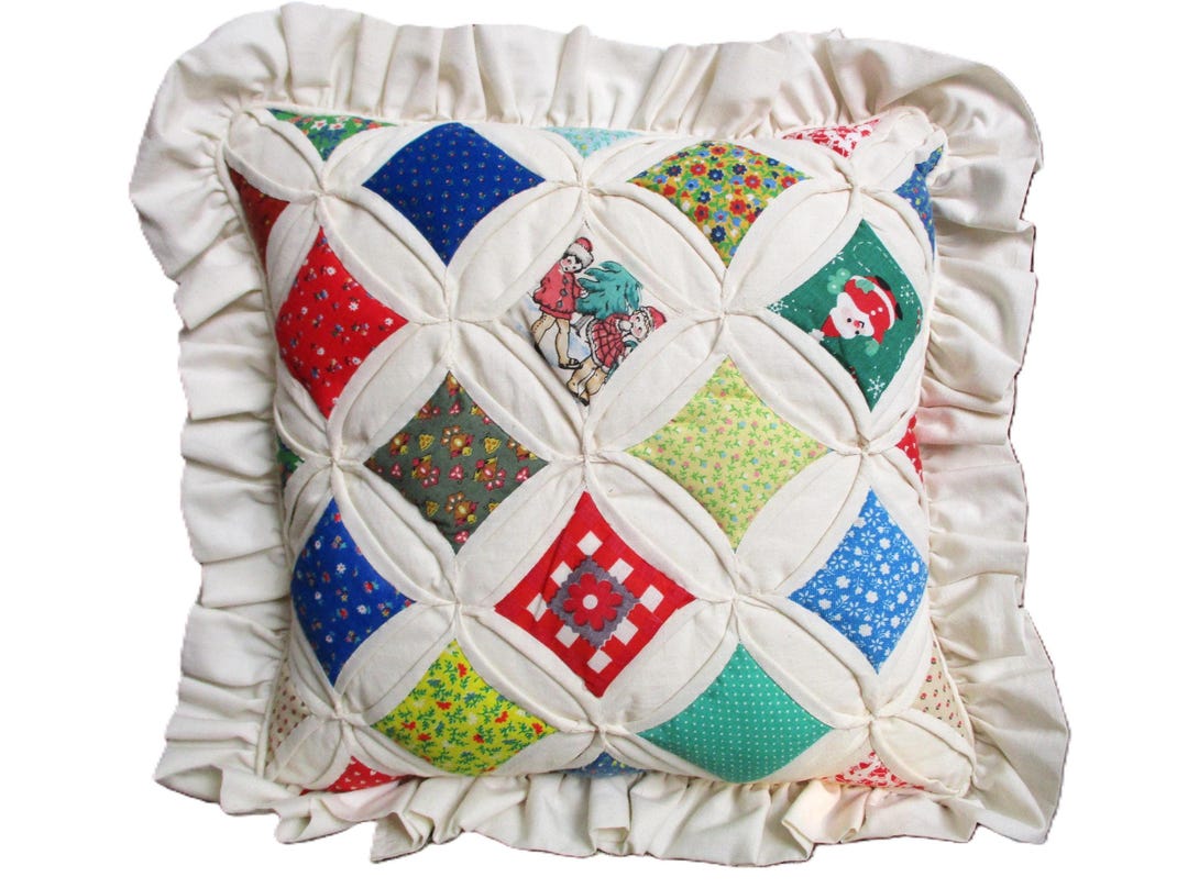Cathedral Window Pillow Vintage Quilt Pillow Patchwork Pillow Cotton ...