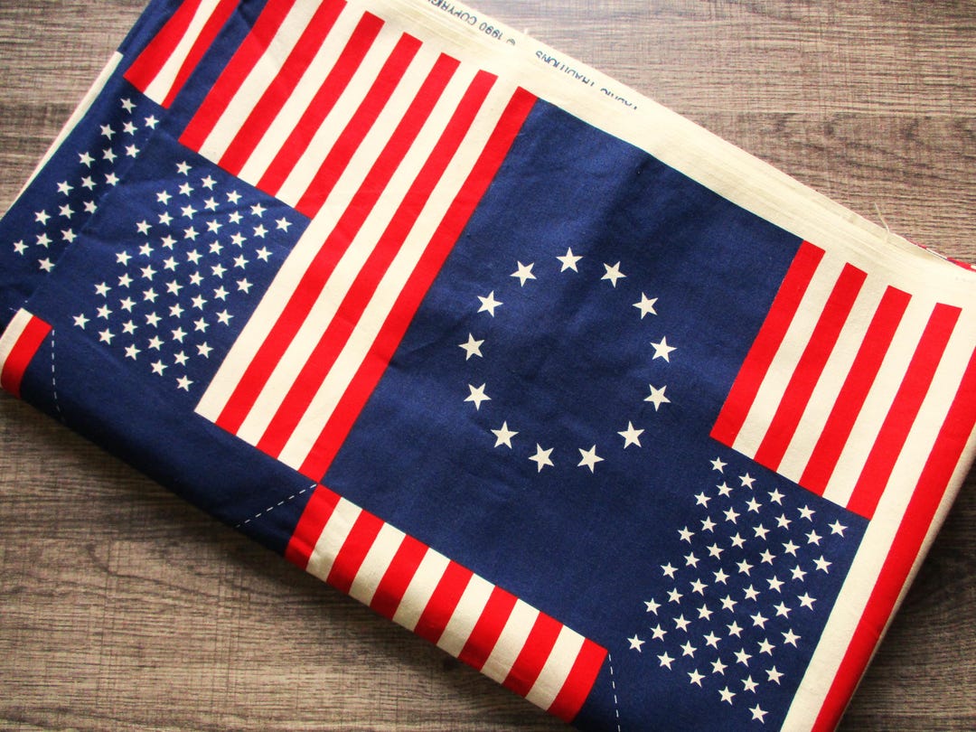 American Flag Fabric 2 Yards Vintage Fabric Traditions Cotton Quilting Fabric Patchwork Flags ...