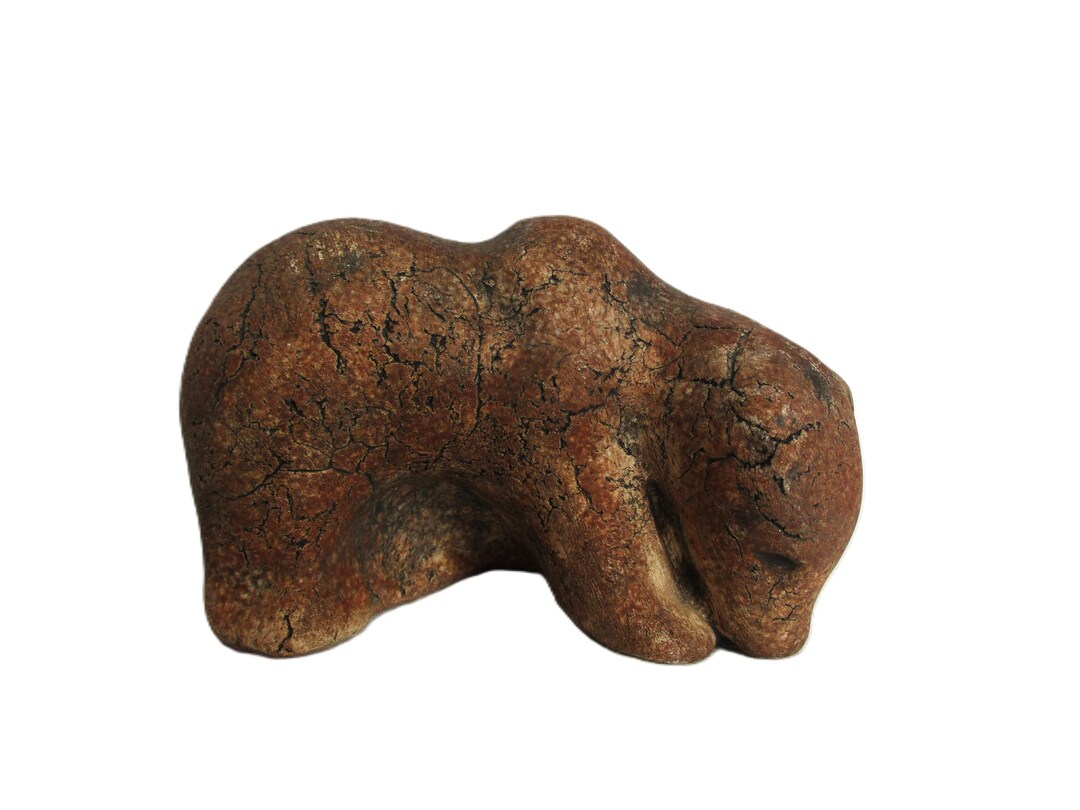 Stone Bear Sculpture Vintage Brown Bear Signed - Etsy