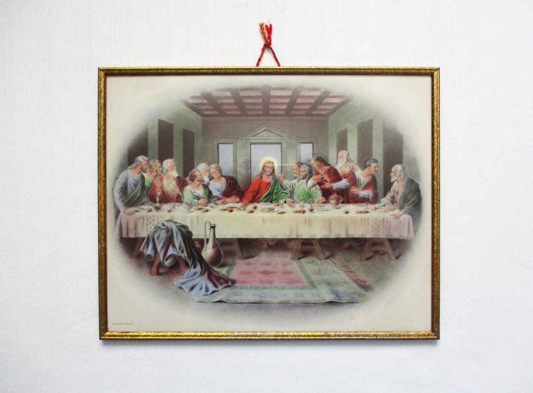 The Last Supper Framed Vintage Religious Art in Gold Frame Antique the ...