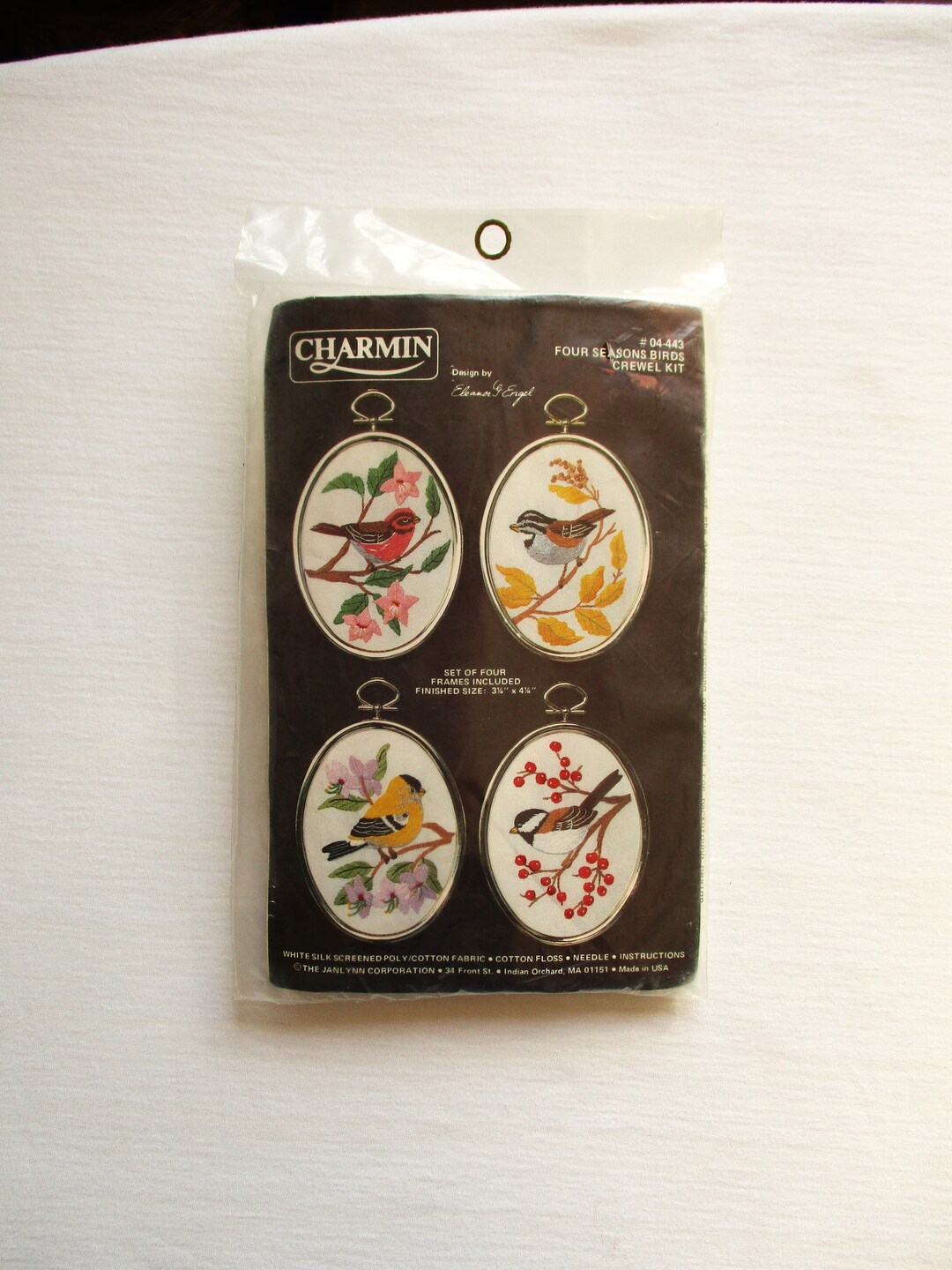 Vintage Crewel Embroidery Kit 4 Birds With Frames Charmin Four Seasons ...