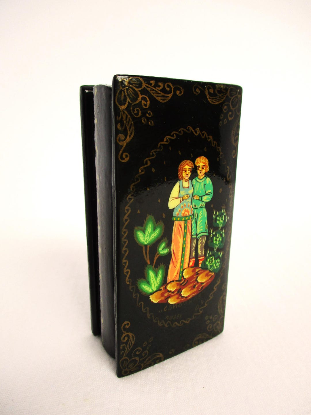 Vintage Russian Lacquer Box Hand Painted Wooden Trinket Box With ...