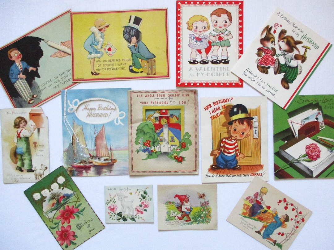 Vintage Greeting Cards 1940's & 50's Valentines Birthday Cards Etc ...
