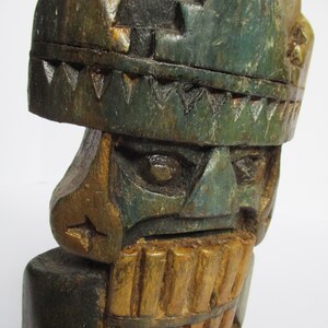 Aztec Statue 10 Carved Wood Figure Sculpture Mayan Wood Carving Vintage ...