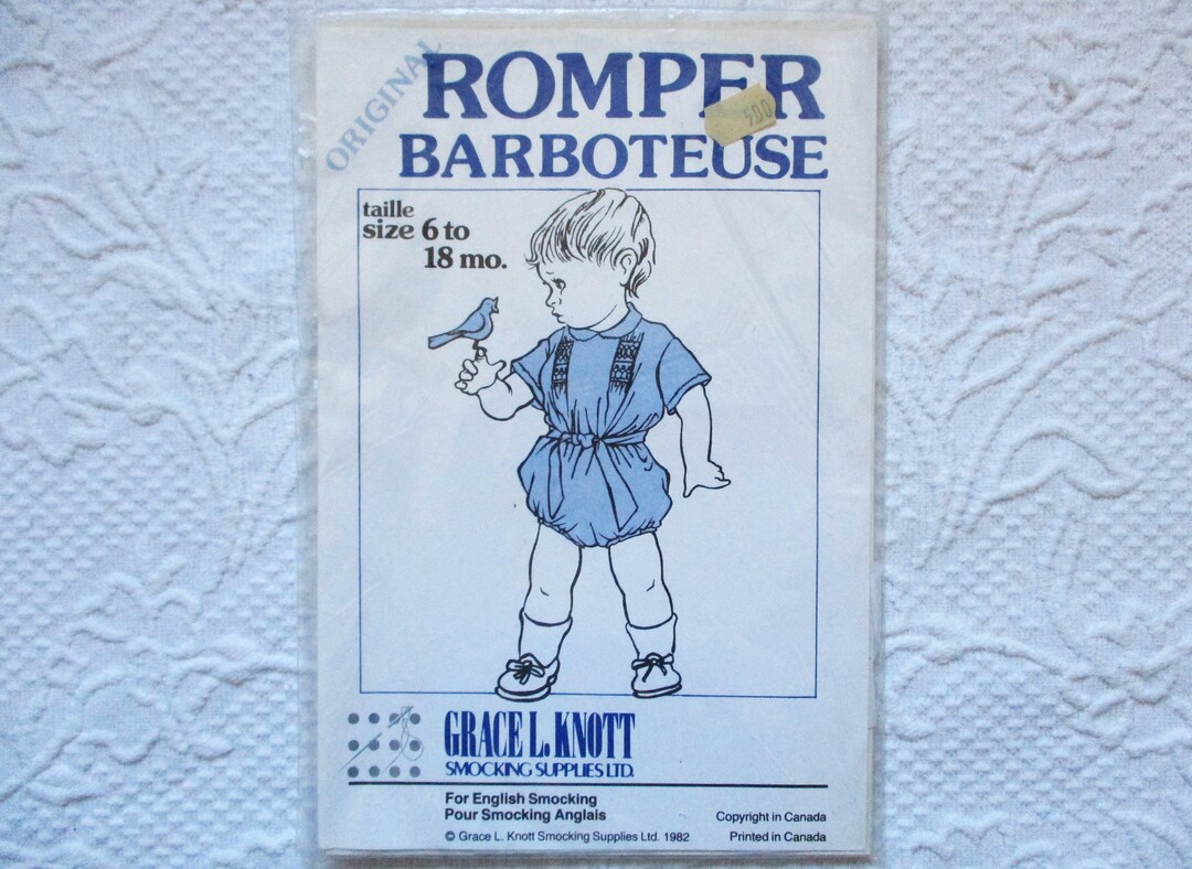 Vintage Smocking Pattern Grace Knott Barboteuse Infant Baby Romper ...
