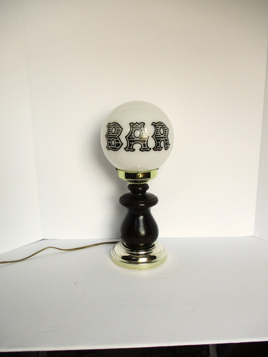Vintage Bar Light Bar Lamp Wooden & Glass Globe Vintage Table Lamp ...