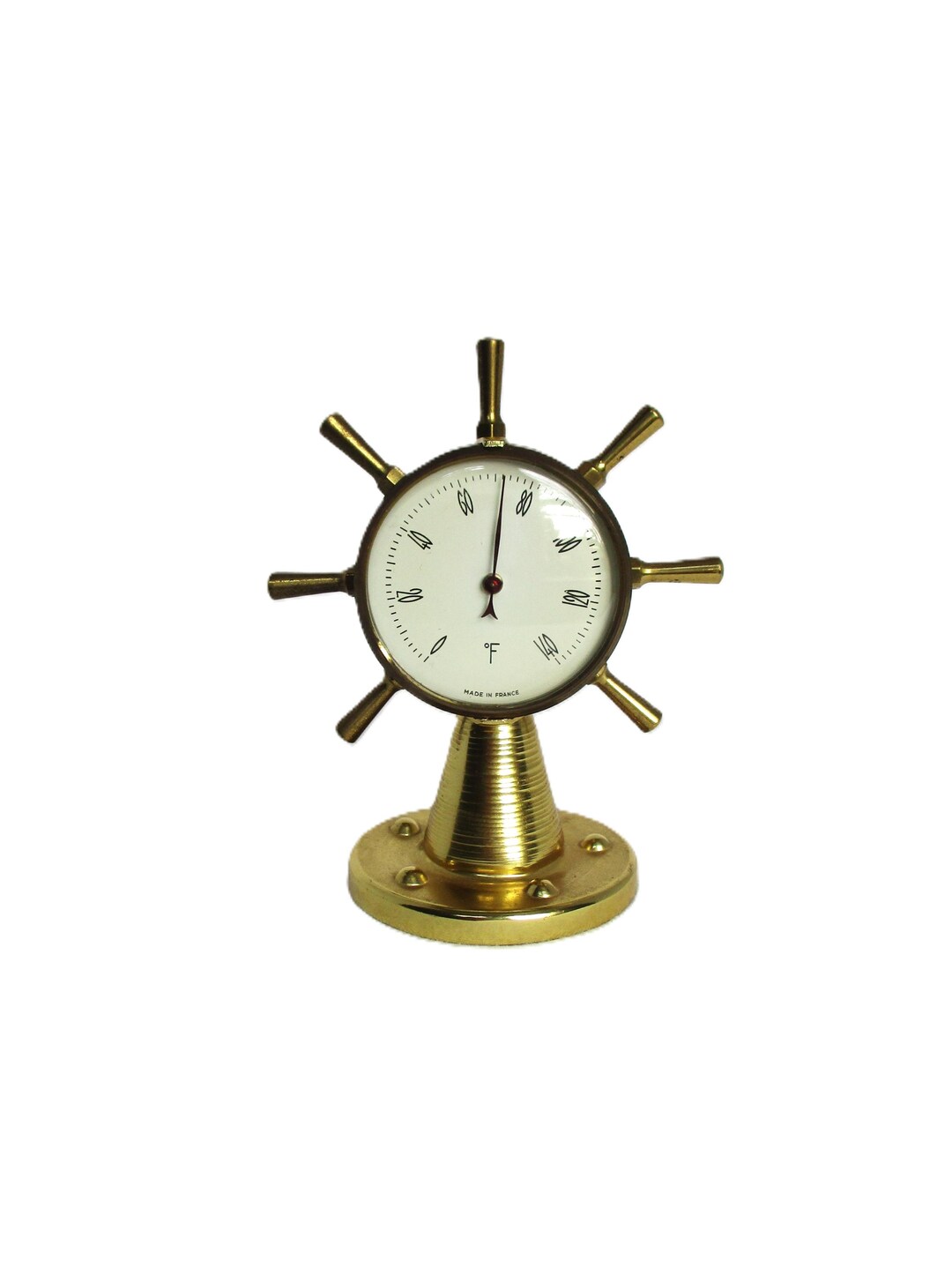 French Vintage Thermometer Brass Ship Wheel Nautical Thermometer ...