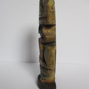 Aztec Statue 10 Carved Wood Figure Sculpture Mayan Wood Carving Vintage ...