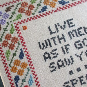 Vintage Sampler as If God Saw You Finished Cross Stitch Religious Motto ...