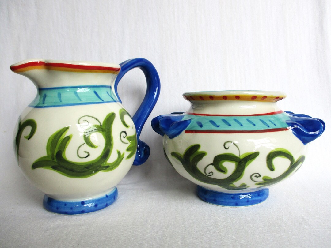 Joyce Shelton Sugar and Creamer Set Mediterranean Delight 2002 Ceramic ...