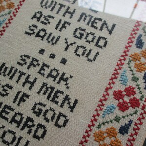 Vintage Sampler as If God Saw You Finished Cross Stitch Religious Motto ...