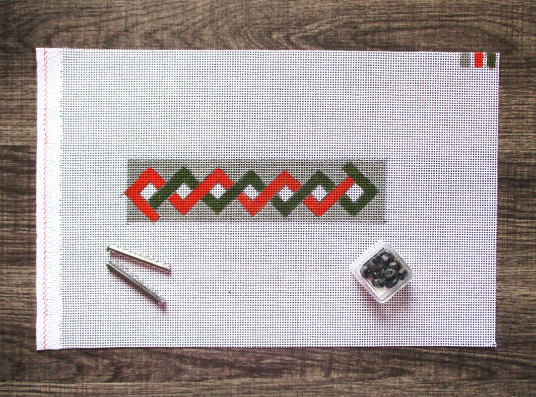 Hand Painted Needlepoint Canvas Geometric Cuff Bracelet Needlepoint Kit ...