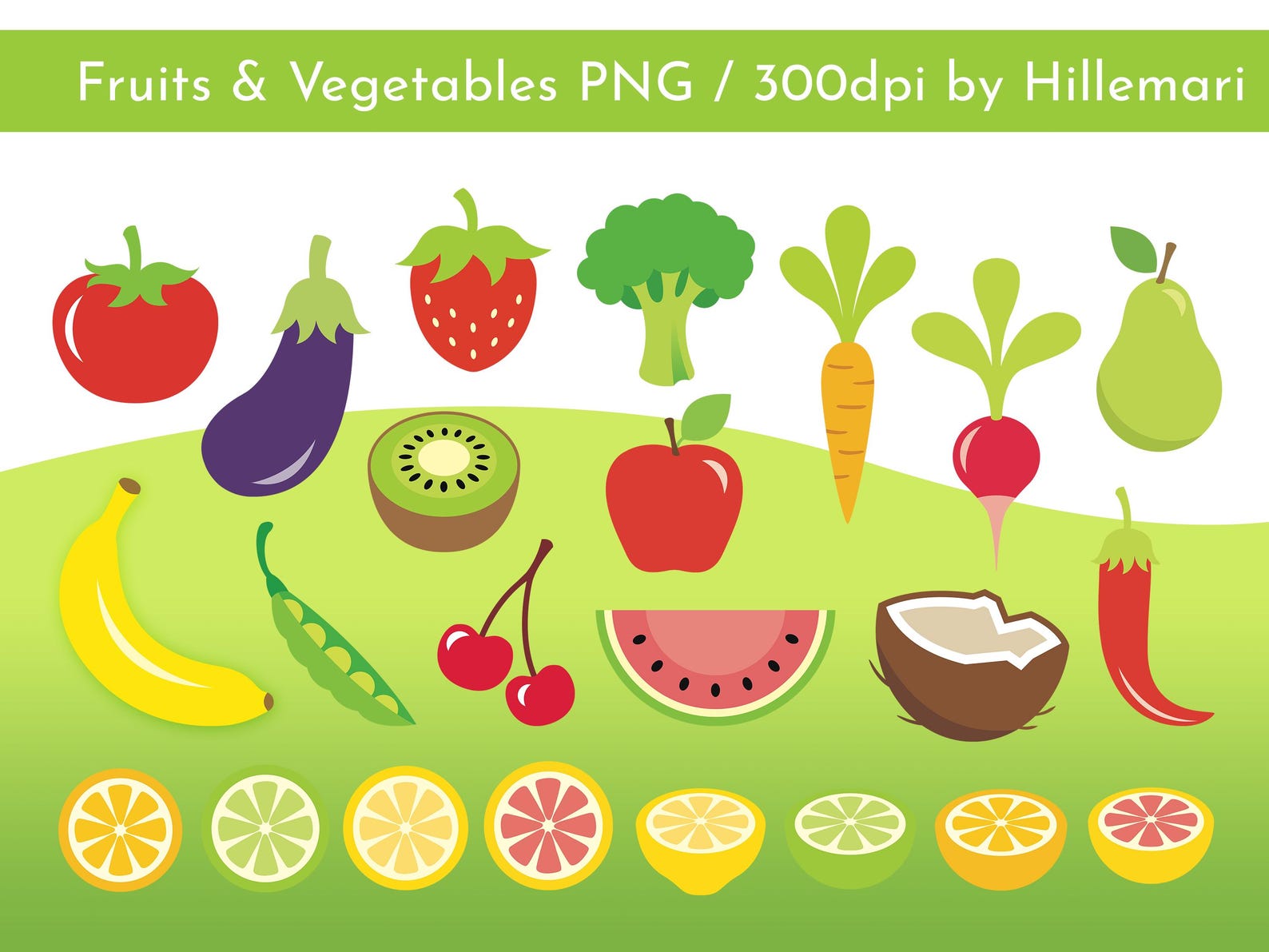 23 Pcs Fruits and Vegetables Clipart, Healthy Food Clip Art, Commercial ...