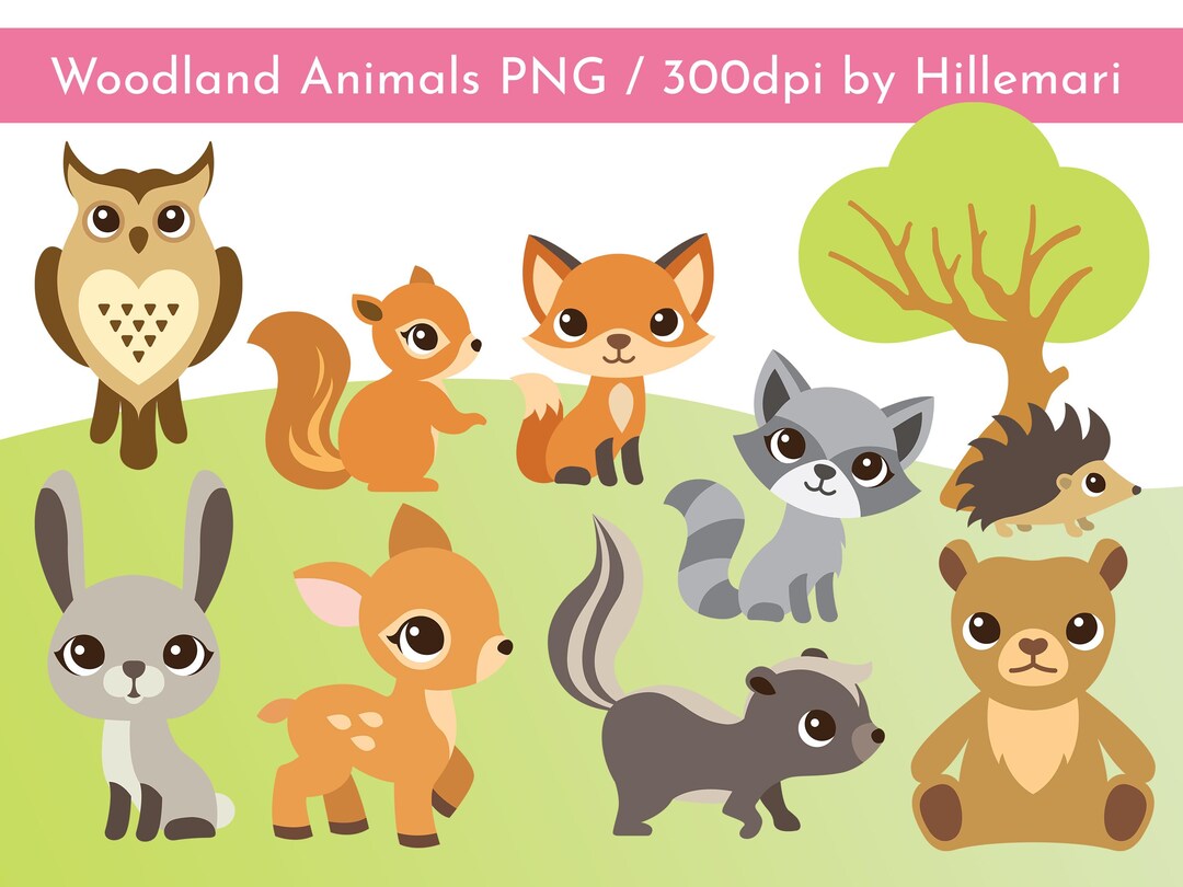 10 Woodland Animal Clipart, Forest Animals, Animal Clip Art (fox ...