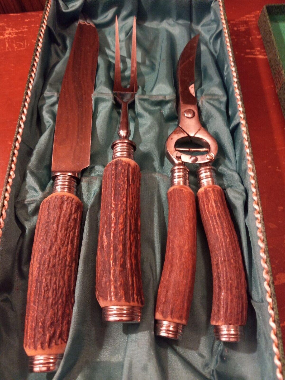 Vintage Solingen Germany Carving Set Stag Horn Handle 3 Pieces +eze Lap ...