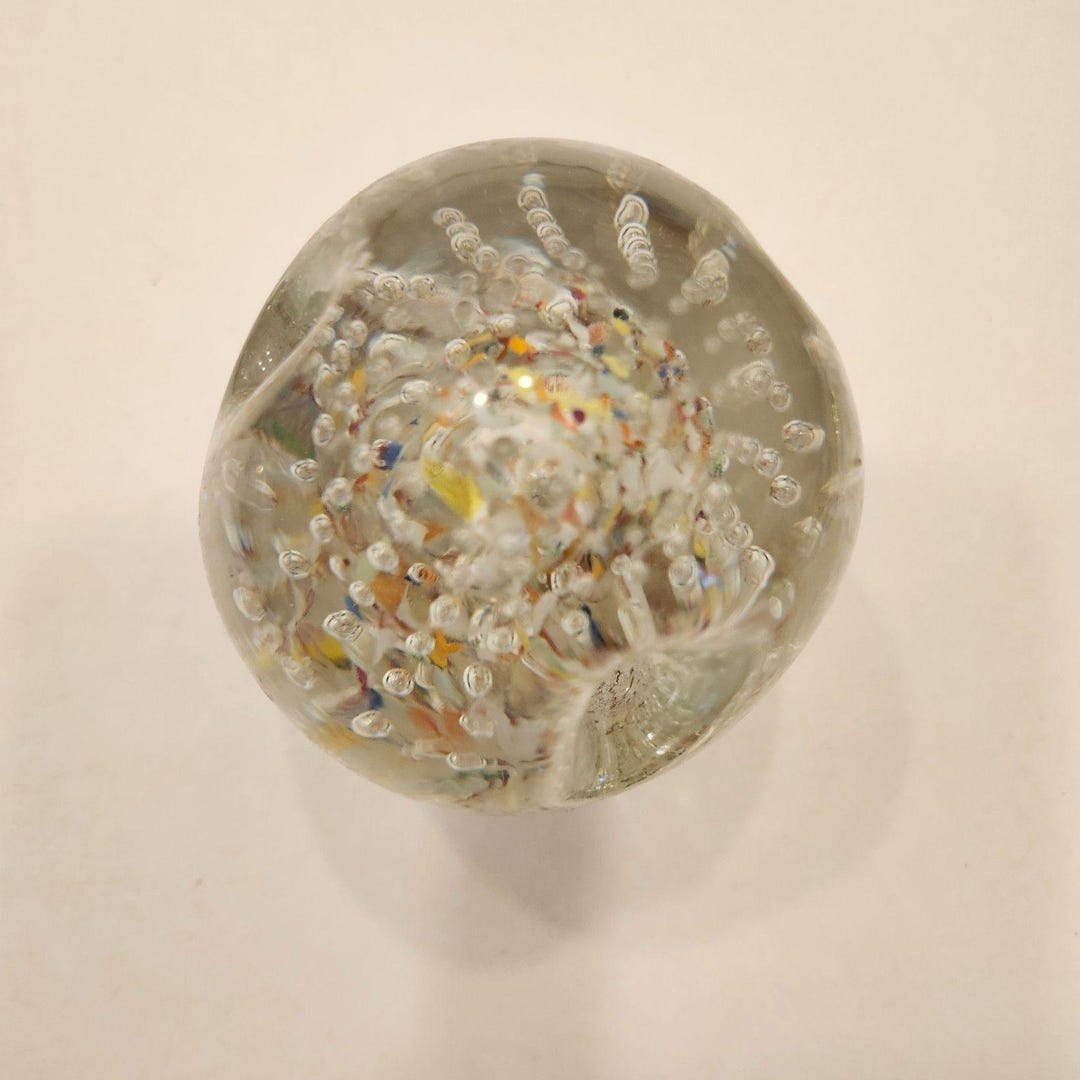 Handcrafted Glass Paperweight Pen Stand Swirl Pattern Office Display ...