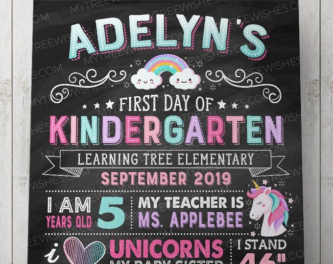 Unicorn Back to School Sign Printable - First Day of School Sign ...