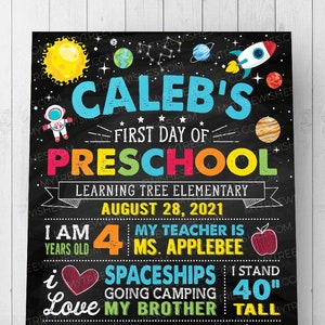 First Day of School Sign - Space Theme - 1st Day of School Sign - Back ...