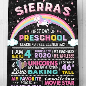 Unicorn First Day of School Sign - 1st Day of School Sign - Back to ...