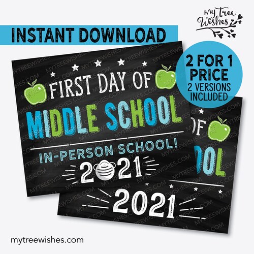First Day of 6th Grade Sign First Day of Middle School Sign - Etsy