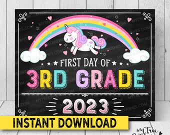 First Day of 3rd Grade Sign / First Day of School Sign / 2023 - Etsy