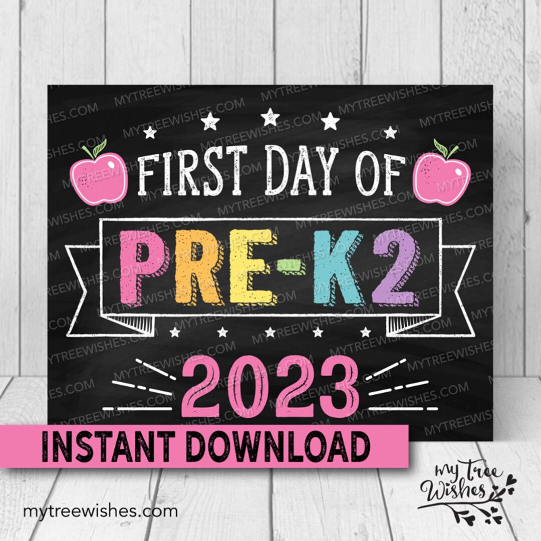 First Day of Preschool Sign First Day of Prek 2 Chalkboard - Etsy