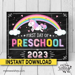 Unicorn First Day of Preschool Sign First Day of Preschool - Etsy
