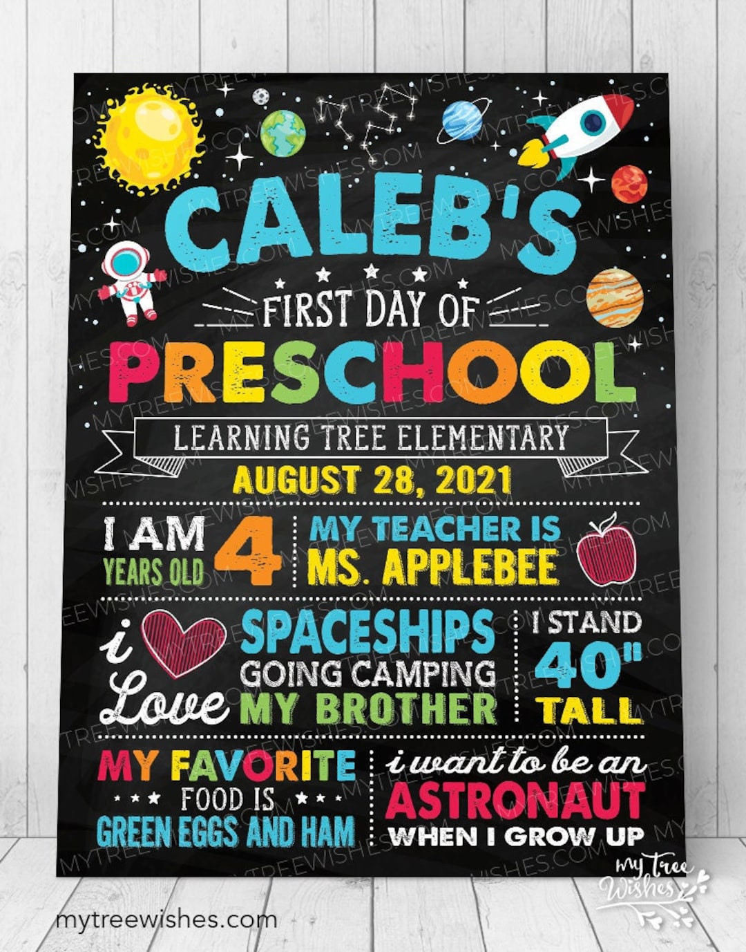 First Day of School Sign - Space Theme - 1st Day of School Sign - Back ...