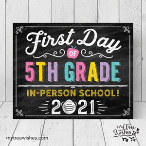 First Day of School Chalkboard Sign Fifth Grade Sign First | Etsy