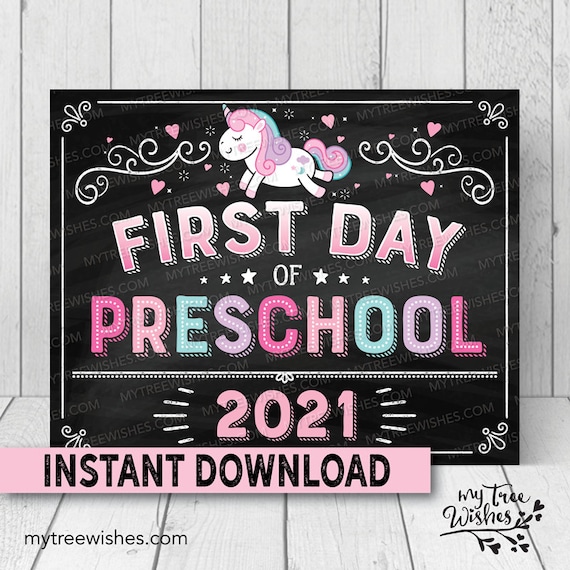 Unicorn First Day of Preschool Sign First Day of Preschool | Etsy