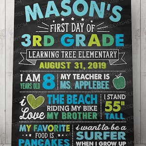 Back to School Sign Chalkboard Printable School Sign First Day of ...