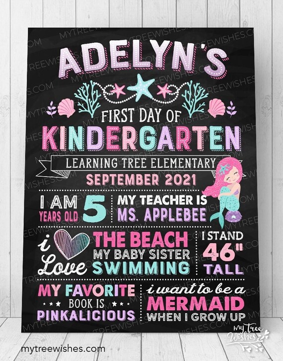Mermaid First Day of School Sign 1st Day of School Sign - Etsy