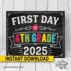 First Day of School 4th Grade Chalkboard - First Day of School ...