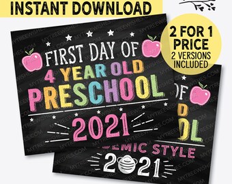 First Day of Pre-k Sign First Day of Preschool Chalkboard - Etsy