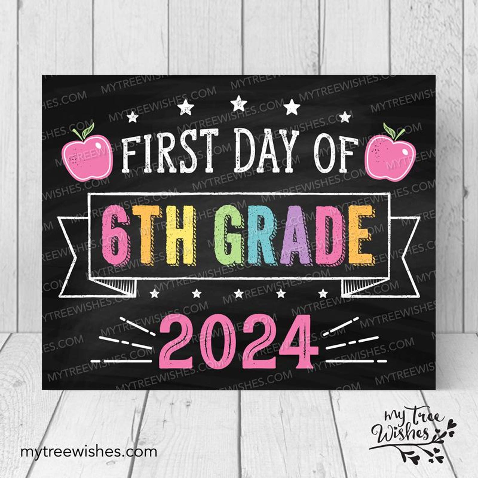 First Day of Sixth Grade Sign First Day of School Printable Back to ...