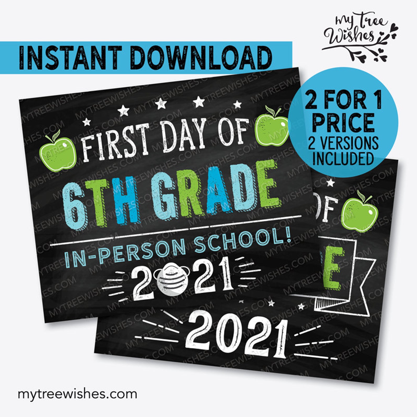 First Day of Sixth Grade Sign First Day of School Printable | Etsy